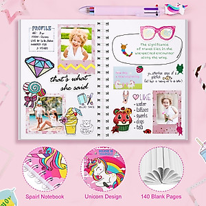 homicozy DIY Journal Kit for Girls,Unicorn Gifts for Girls Age 3-10 Years Old,Art Craft & Supplies for Kids Age 4-10,Scrapbook &Diary Supplies Set,Cute Stationery,Girls Birthday Ideas Gifts Toys