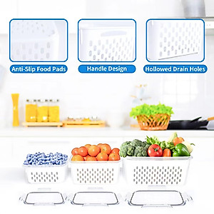 Aero Zen Fruit Storage Containers for Fridge with Removable Strainer,Vegetable Salad Crisper,BPA-Free Refrigerator Organiser,Not Dishwasher Safe,Keep Berry Fruit Vegetable Food Meat Fresh Longer