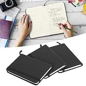 Uxsiya Strap Notebook A6 3Pcs Notebook PU Lather Gratitude Diary Office Notes for Writing Diary(black)