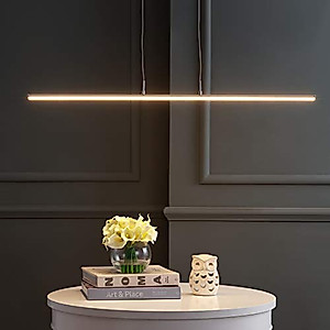 JONATHAN Y JYL7023A Conley 39.5" Dimmable Adjustable Integrated LED Metal Linear Pendant Minimalistic Modern Contemporary Dining Room Living Room Kitchen Foyer Bedroom Hallway, Chrome