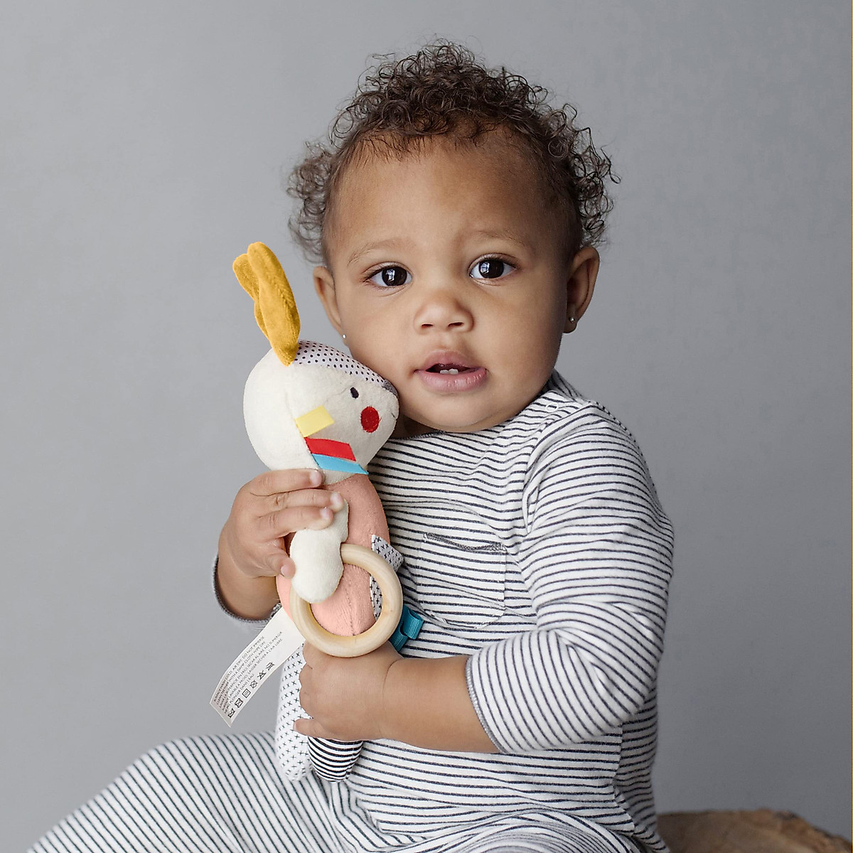 Petit Collage Organic Busy Bunny Activity Toy – Handmade Bunny Stuffed Animal for Babies and Toddlers, Entertains with Gentle Developmental Activities