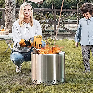 SAN LIKE Fire Pit Poker for Fireplace Outdoor - 32'' Wrought Iron Firepit Stoker Stick for Camping Campfire - Ideal Size Easy Assembly