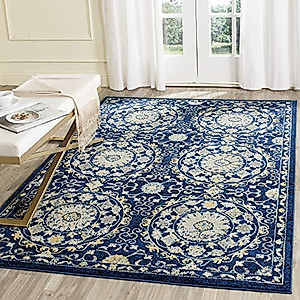 SAFAVIEH Evoke Collection 5'1" x 7'6" Ivory/Blue EVK252C Boho Non-Shedding Living Room Bedroom Area Rug