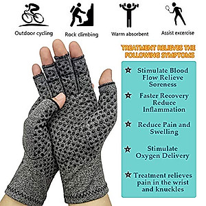 DRNAIETY 2 Pairs Arthritis Compression Gloves, for Hand Arthritis, Rheumatoid, Osteoarthritis, Carpal Tunnel Pain, Compression Gloves for Arthritis for Women & Men, Anti-Slip Glue dot Gloves for Work