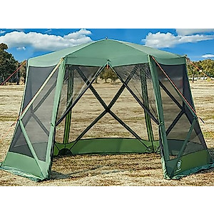 EVER ADVANCED Pop up Screen House Tent for Camping 11.5 x 9.8 ft, Instant Screened Gazebo Canopy with Netting, Portable Shelter Enclosure for Outdoor, Backyard