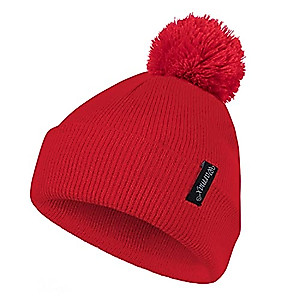 Komorebi Baby Beanie Baby Winter Hat Toddler Knit Hat Cap for Boys Girls Beanies Infant Double Layer Pom Pom Hats 01 Red 6-36 Months