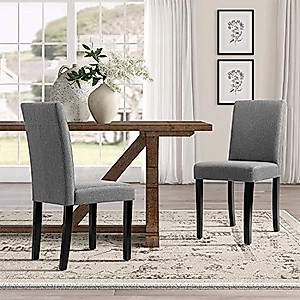 Furmax Dining Chairs Urban Style Fabric Parson Chairs Kitchen Living Room Armless Side Chair with Solid Wood Legs Set of 4 (Gray)