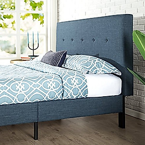 Zinus Omkaram Upholstered Platform Bed with Wood Slat Support, Full & 10 Inch Gel-Infused Green Tea Memory Foam Mattress, Full