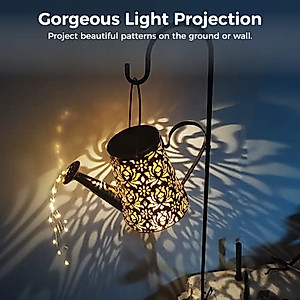 Solar Watering Can with Lights,Anjetan Outdoor Garden Decorations Hanging Solar Lantern Christmas Lights Outside Metal Waterproof Patio Décor for Yard Lawn Backyard Landscape Pathway Gardening Gifts