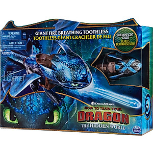 Dreamworks Dragons, Giant Fire Breathing Toothless Action Figure, 20-inch Dragon with Fire Breathing Effects