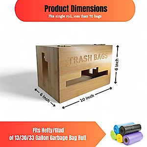 Newtures 33 Gallon Bamboo Grocery Bag Holder, Eco-Friendly, No Assembly Required, Fits 13-33 Gallon Bags, 10x6x6 Inches