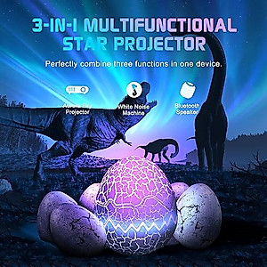 Galaxy Star Night Light Projector, Aurora Projector with 33 Light Effects, Dinosaur Egg Lights for Bedroom Decor with Bluetooth Speaker White Noise & Remote Control for Kids/Party/Gift