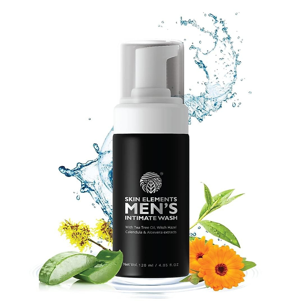 Skin Elements Intimate Wash for Men with Tea Tree Oil | pH Balanced Foaming Hygiene Wash | Prevents Itching, Irritation & Bad Odor | 4.05 fl. oz.
