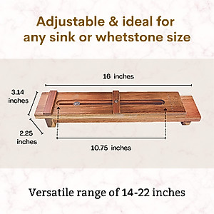 Whetstone Holder for Sink-Ideal for Chef, Cook, Butcher, Knife Collector - Made of Warm Acacia Wood-Sharpen with No Mess-Hyper-Adjustable & Easy Setup