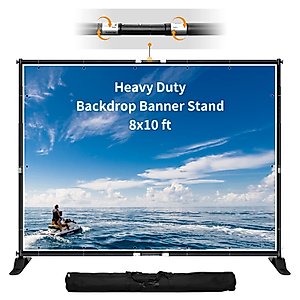 FUDESY 10x8 ft Backdrop Banner Stand, Heavy Duty Adjustable Background Stand Kit with Carrying Bag, Step and Repeat Photography Frame Stand for Trade Show Display Photo Booth Parties