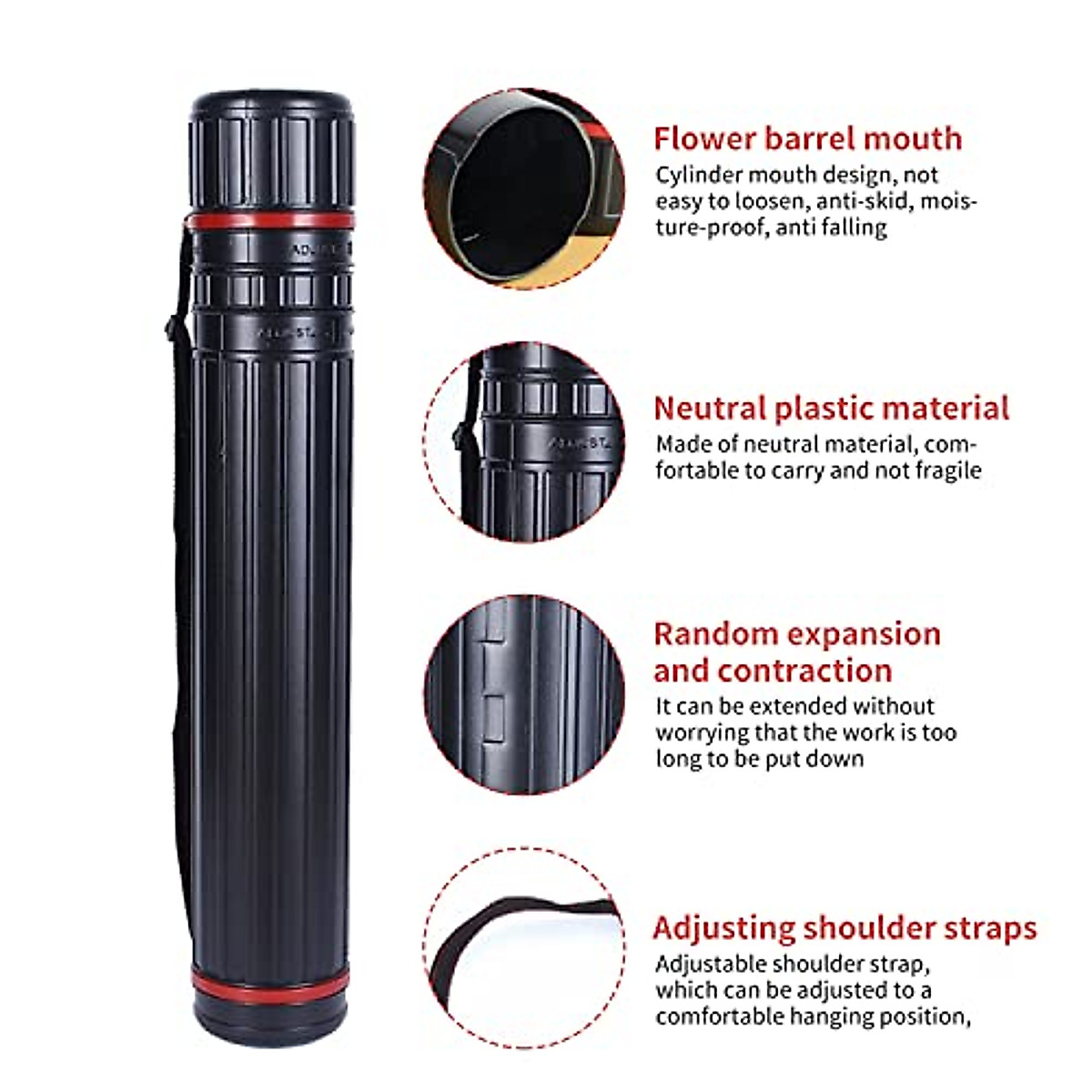 huyear Poster Tube, Extra Large Black Extendable Poster Tube with Carrying Strap, Poster Carrying Case, Telescoping Tube, Art & Poster Transport Tubes, Poster Tubes for Storage, Poster Holder Tube, Blueprint Tube