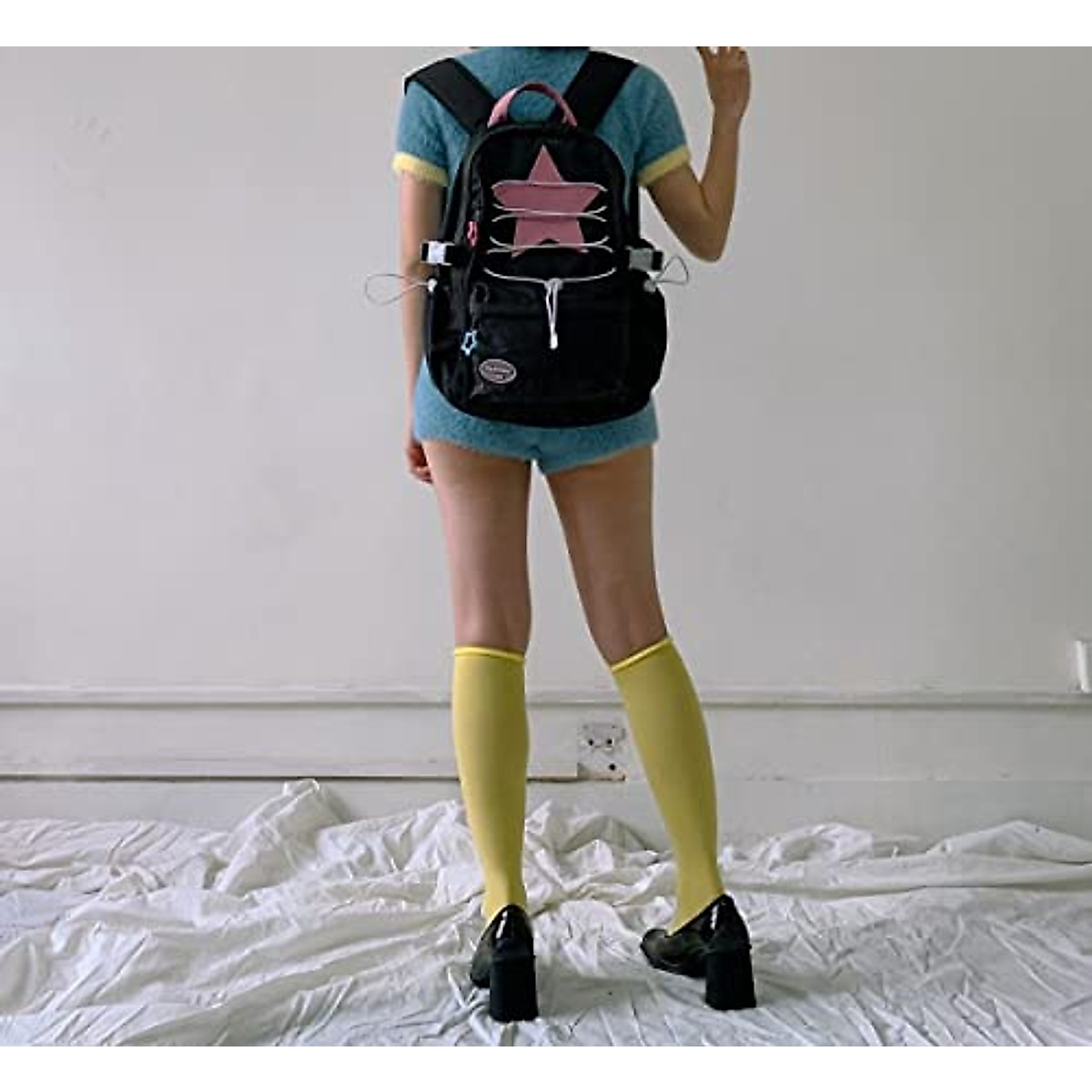 TIMMOR MAGIC Y2k Backpack for Women Star Aesthetic Bags with Drawstring Y2k Fashion Graphic Bag Cyber Vintage Coquette Bags(style4-black)