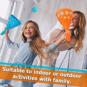 punkdog Pop and Catch Ball Game with 24 Balls and 4 Catch Launcher Baskets - Outdoor Indoor Game Activities, Easter Basket Stuffers Gifts Beach Sport Summer Beach Toys for Kids Ages 4 5 6 7 8 10 12+