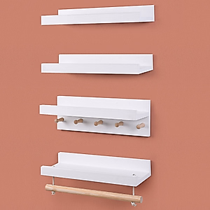 COMAX Kids Floating Book Shelves for Wall Nursery, Hanging Book Shelf Wall Mount Bookshelf Organizer for Kids Room Toddler Baby Bedroom, Small White Floating Shelves Kids Bookshelf Reading Nook