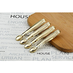 HINMAY Mini Serving Tongs 5 Inches Appetizer Tongs, Set of 4 (Gold)
