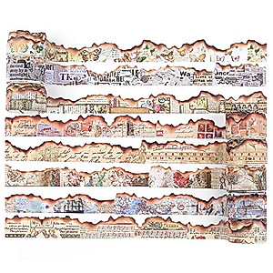 Dizdkizd Retro Washi Tape Stickers for Card Making, Junk Journal Supplies, Creative Masking Tape for Scrapbooking, Journaling, Arts and Crafts Projects, Collage, Photo Album - 8 Rolls