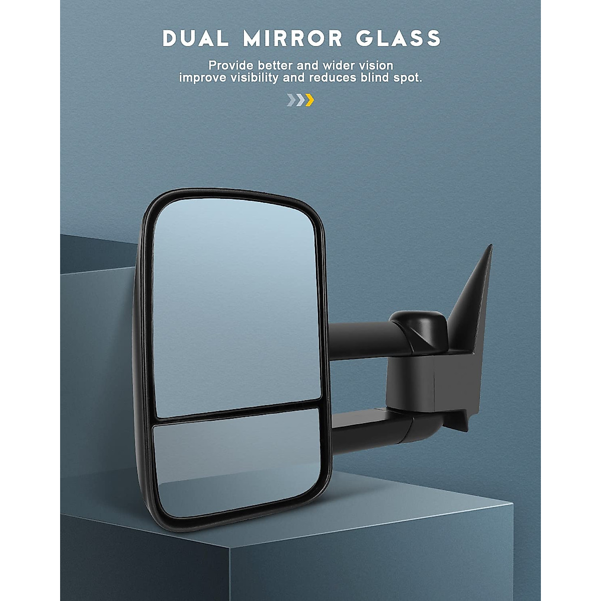 OCPTY Pair Tow Mirror Towing Mirrors Fit for Chevy 1988-2001 for GMC C3500 1988-2001 for GMC Suburban/Yukon 1992-1999 for GMC Yukon 2000 with Power Adjusted Manual Folding Telescoping