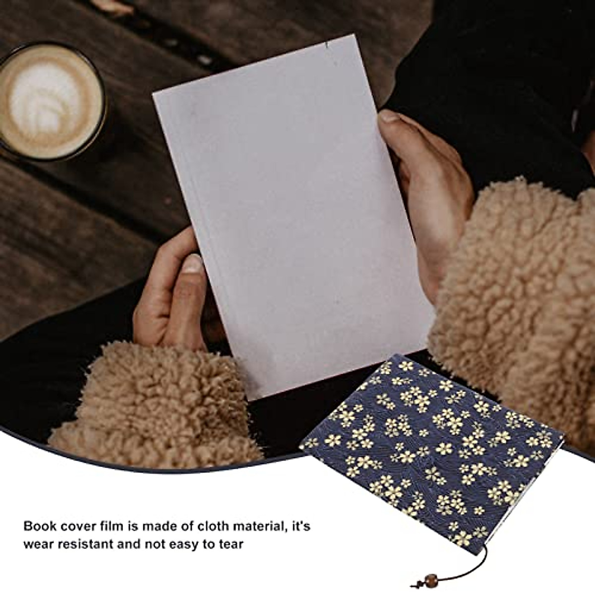 NUOBESTY Books Sleeves Flower Pattern Book Cover Washable Book Protector Book Pouch Fabric Paperback Cover Padded Case Blue