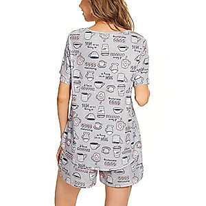 Fuezosst Womens Pajama Sets Short Sleeves 2 Pieces Lounge Outfits Set with Pockets