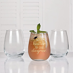 Graduation Gift - Now Hotter by One Degree Stemless Wine Glass 15Oz, Graduation Wine Glass for Him, Her, College Graduates, High School Graduates
