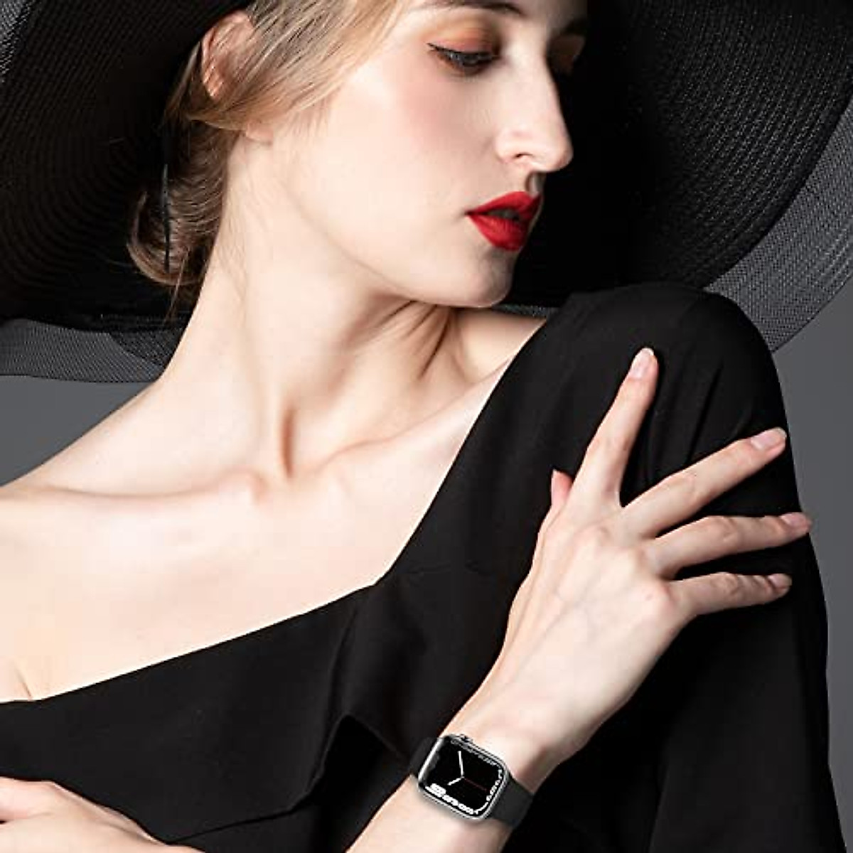 AIRPROCE Compatible with Apple Watch Bands 38mm 40mm 41mm 42mm 44mm 45mm 49mm, Soft Silicone Sport Wristbands Replacement Strap for iWatch Ultra SE Series 8 7 6 5 4 3 2 1 Sport Edition for Women Men (38/40/41mm S/M, Black)