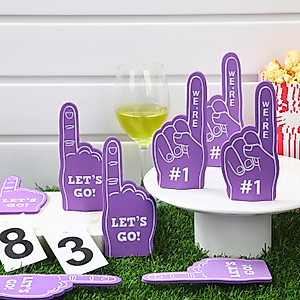 Sinmoe 24 Pcs Mini Foam Finger Sport Fan Foam Mini Finger, We're #1 Sports Themed Party Supplies for Baseball Basketball Soccer Events Team Gifts(Purple)