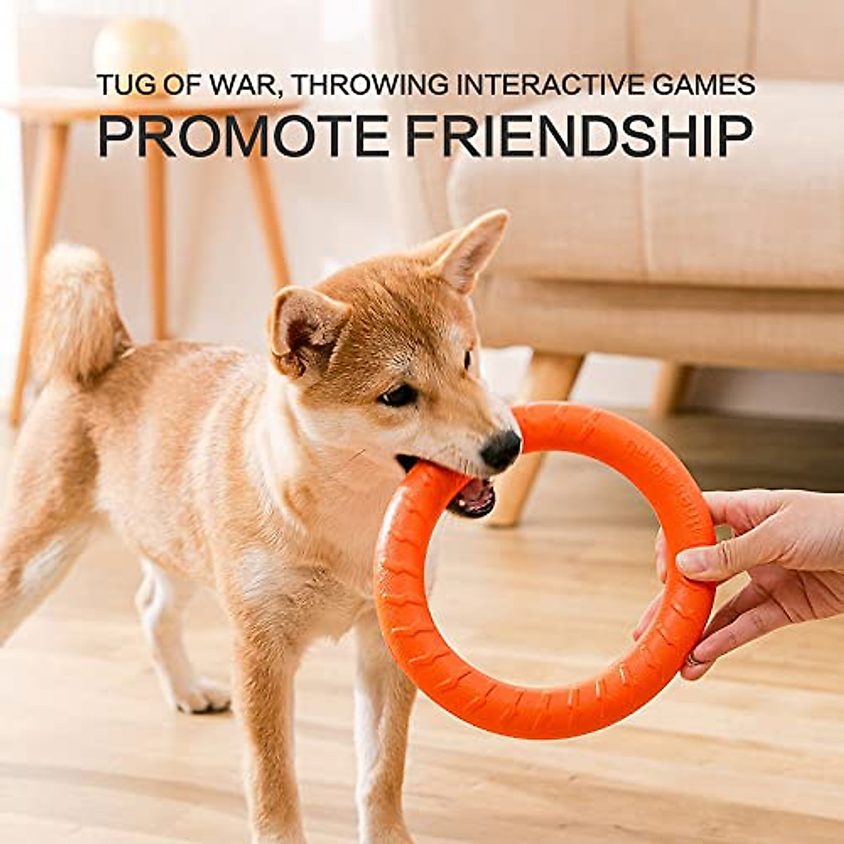 New Dog Toy Flying Ring,Throwing Tug of War Interactive Dog Toys for Small Medium Large Breed,Waterproof and Flexible for Aggressive Chewers (Orange Large)
