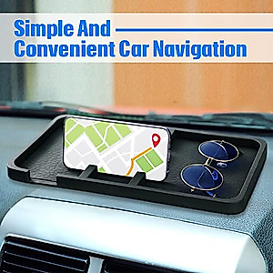 Extra Large Dashboard Mat for Car Dashboard Accessories, Anti Skid Car Dashboard Pad Compatible with All Smartphone Car Non Slip Pad for Dashboard with 6 Non Marking Tape, 12.60 x 6.81 Inch