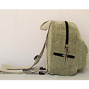 Eco Friendly Mini Backpack For women Handmade Hemp Backpack For Women organic Beautiful Small Backpack (LIGHT GREEN)