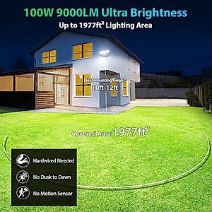iMaihom 100W Flood Lights Outdoor, 9000LM Ultra Bright LED Flood Light Outdoor, 3 Adjustable Heads Security Lights, IP65 Waterproof Outdoor Flood Light, 6500K Floodlight for Yard Garage Court (White)