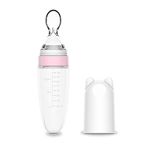 Burabi Silicone Squeeze Feeding Spoon, Baby Food Dispensing Spoon With Dust Cover, BPA Free