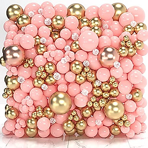 Chamrrille Pink and Gold Balloon Garland Arch Kit 4D Rose Gold Balloons Pink Metallic Gold Balloons for Wedding Bridal Shower Baby Shower Bachelorette Anniversary Valentines Party Decorations