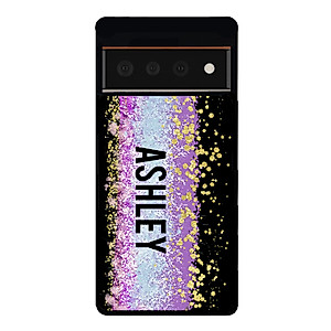 Unicorn Teal Purple Pink Gold Splash Personalized Black Rubber Phone Case Compatible With Google Pixel 8 Pro, 8a, 8, 7a, 7, Pixel 7 Pro, 6a, Pixel 6 Pro, 6, 5, 4a 5G, 4a 4G, 4, 4 XL, 3a, 3a