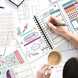 Easy to Use Stencil Set for Dotted Journals - Time Saving Planner Accessories/Supplies Kit Makes Creating Layouts Easy - Incl. Bullet Point Checklists, Daily/Weekly/Monthly Calendars