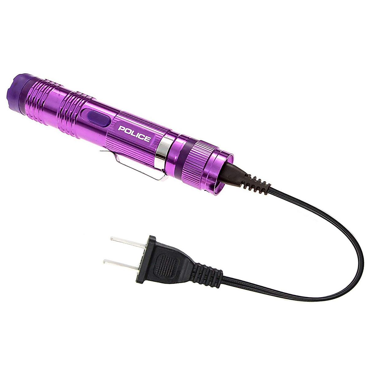 POLICE M12 Aluminum Stun Gun with LED Flashlight, Purple