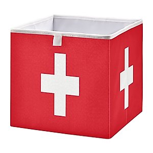 Switzerland Flag Vector Graphic Rectangle Swiss Storage Basket Bin Toys Storage Box Cloth Shelf Basket Nursery Kids Bedroom Home Decor 15.74x10.62x1.69 in