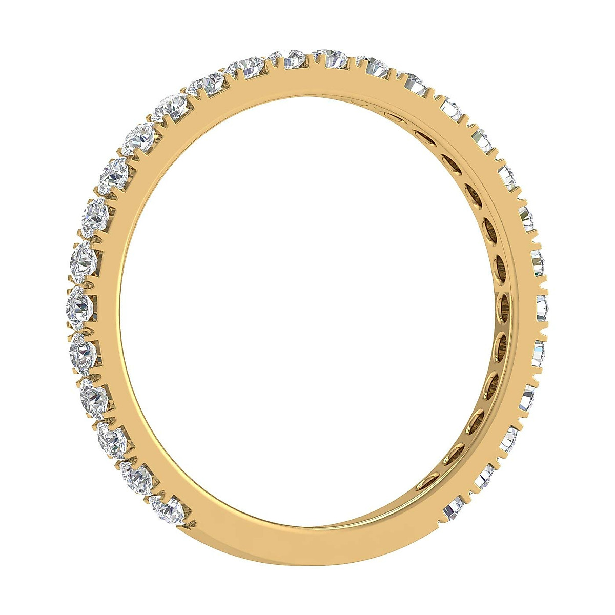 1/2 Carat Diamond 3/4 Eternity Wedding Band Ring in 14K Yellow Gold (Ring Size 7) (I1-I2 Clarity)