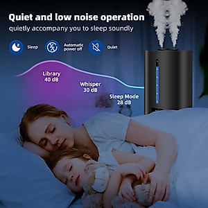 6L Humidifiers for Bedroom Large Room Home, Cool and Warm Humidifiers for Baby and Plants Mist Top Fill Desk Humidifiers Essential Oil Diffuser, Quiet Humidifiers with Adjustable Mist,360°Nozzle-Midnight Black