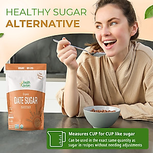 Health Garden Date Sugar (16 OZ), Organic Date Sugar Sweetener, All-Natural Dried Ground Dates, Rich in Vitamins and Minerals, No Gluten, Non-GMO, Low Glycemic Sugar Substitute (1 LB pack of 1)