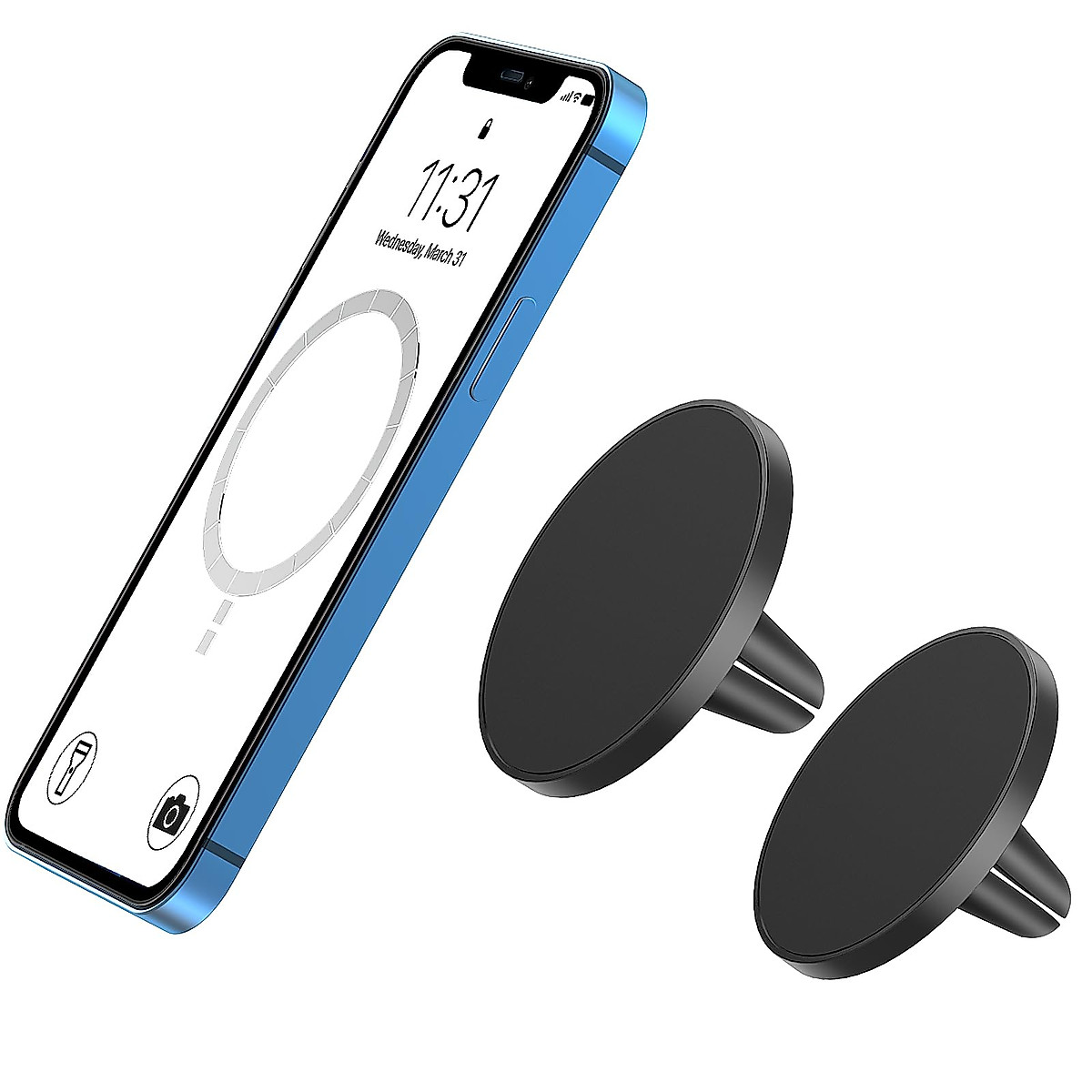 TechMatte for Magsafe Car Mount, Magnetic Air Vent Phone Holder for Car Compatible with iPhone 15 14 13 12 Pro Max Plus Mini & MagSafe Case, Portable Electronic Device Mount (2 Pieces, Black)