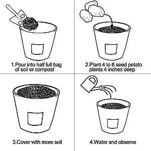 Nicheo 3 Pcs 6.5 Gallon Grow Bag Easy to Harvest Planter Pot with Flap and Handles Garden Planting Grow Bags for Potato Tomato and Other Vegetables Breathable Nonwoven Fabric Cloth