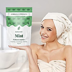 Bubbly Belle Shower Steamers - 15 Pack - Mint Scented Aromatherapy Shower Bombs for Women and Men