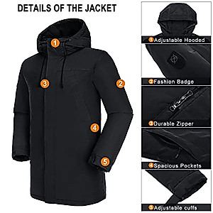 CAMELSPORTS Mens Winter Coats Long Warm Jacket with Hood Casual Quilted Puffer Parka Windproof Jackets