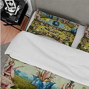 OLLIAR Home Surrealism Duvet Cover Set The Garden of Earthly Delights Classic Famous Painting Prints Bedding Set Soft 3-Piece 2 Pillow Shams Oversized Queen Size