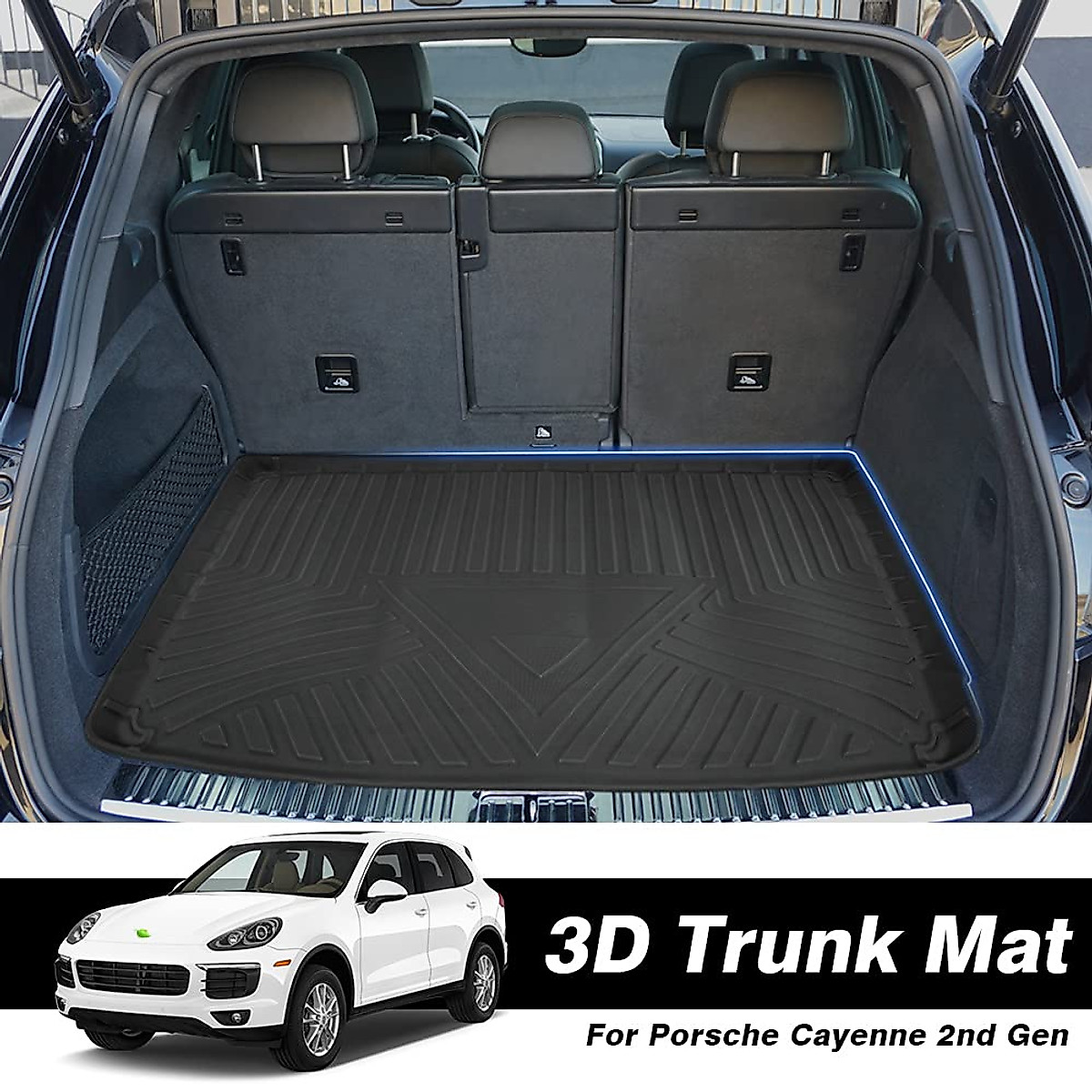 T TGBROS Cargo Mat Custom Fit for 2011-2018 Porsche Cayenne (ONLY Fit with Standard Bose Sound System) Accessories All Weather Cargo Liner Rear Trunk Liner Black Non-Slip